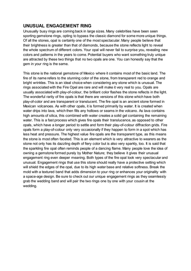 Unusual engagement ring | DOCX | Geology | Science