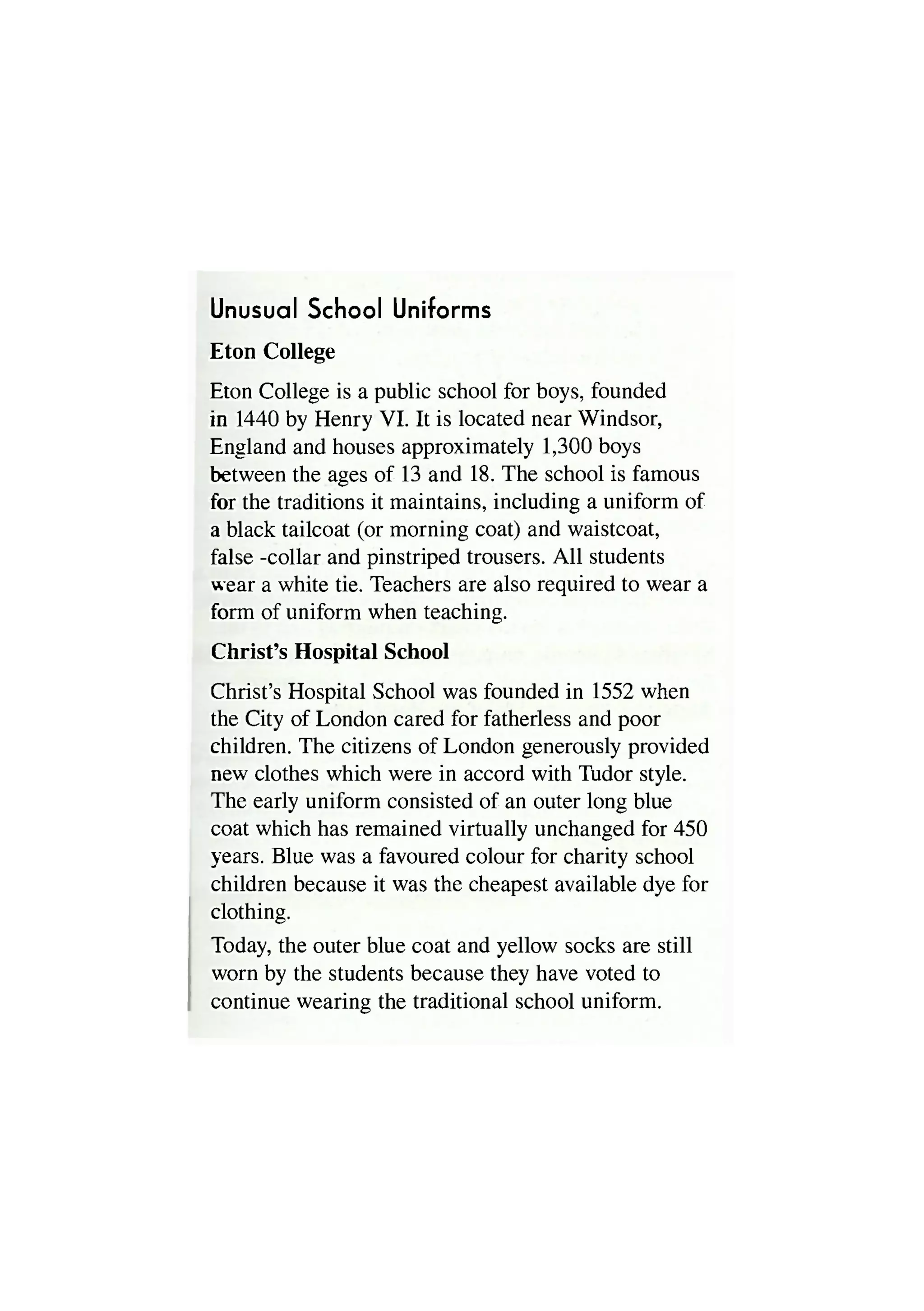 Unusual school uniforms | PDF