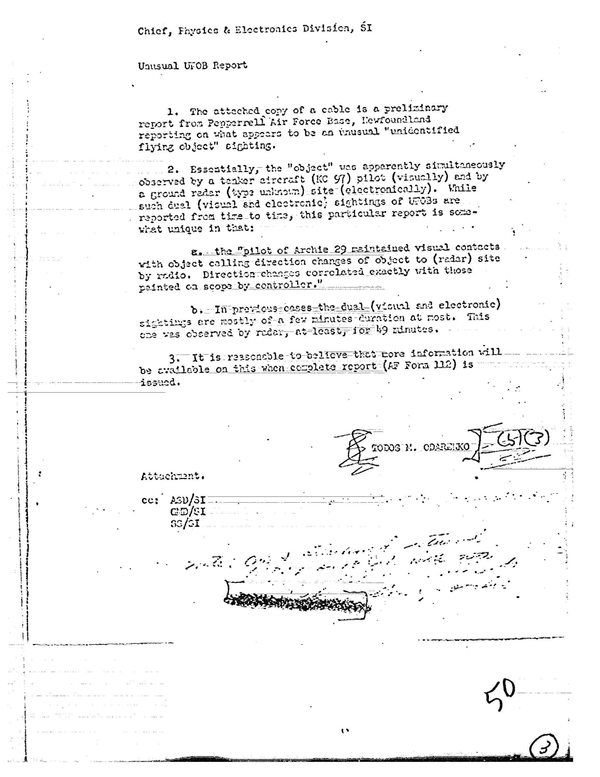 Unusual ufob report | PDF