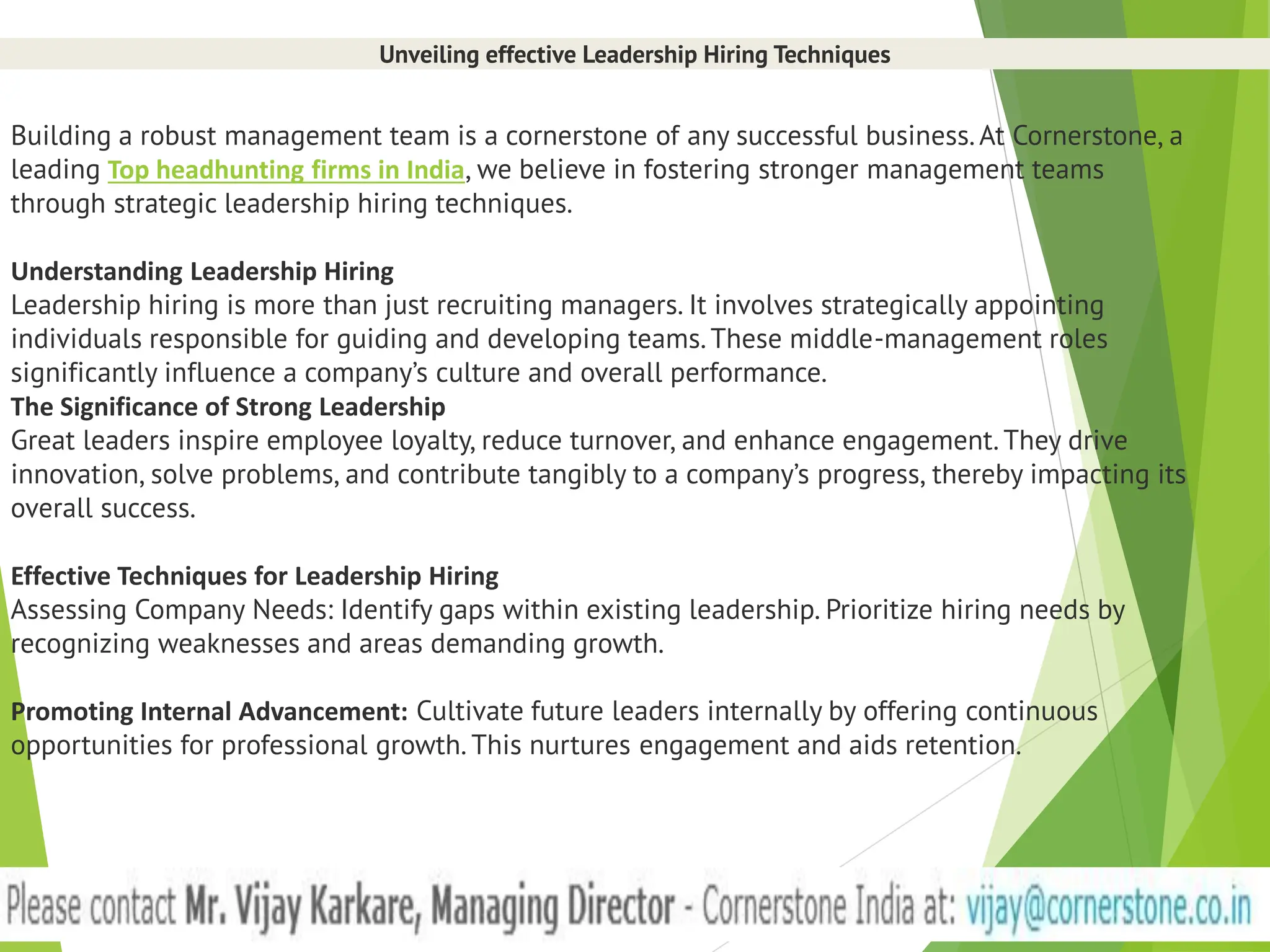 Unveiling effective Leadership Hiring Techniques | PDF