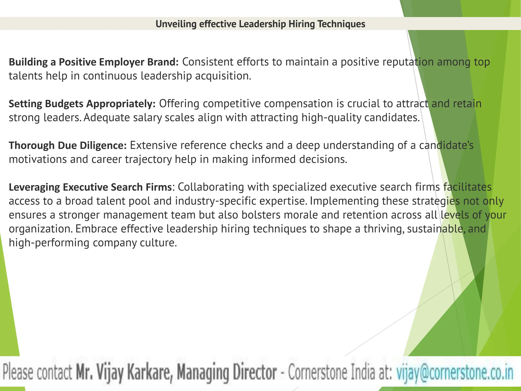 Unveiling effective Leadership Hiring Techniques | PDF