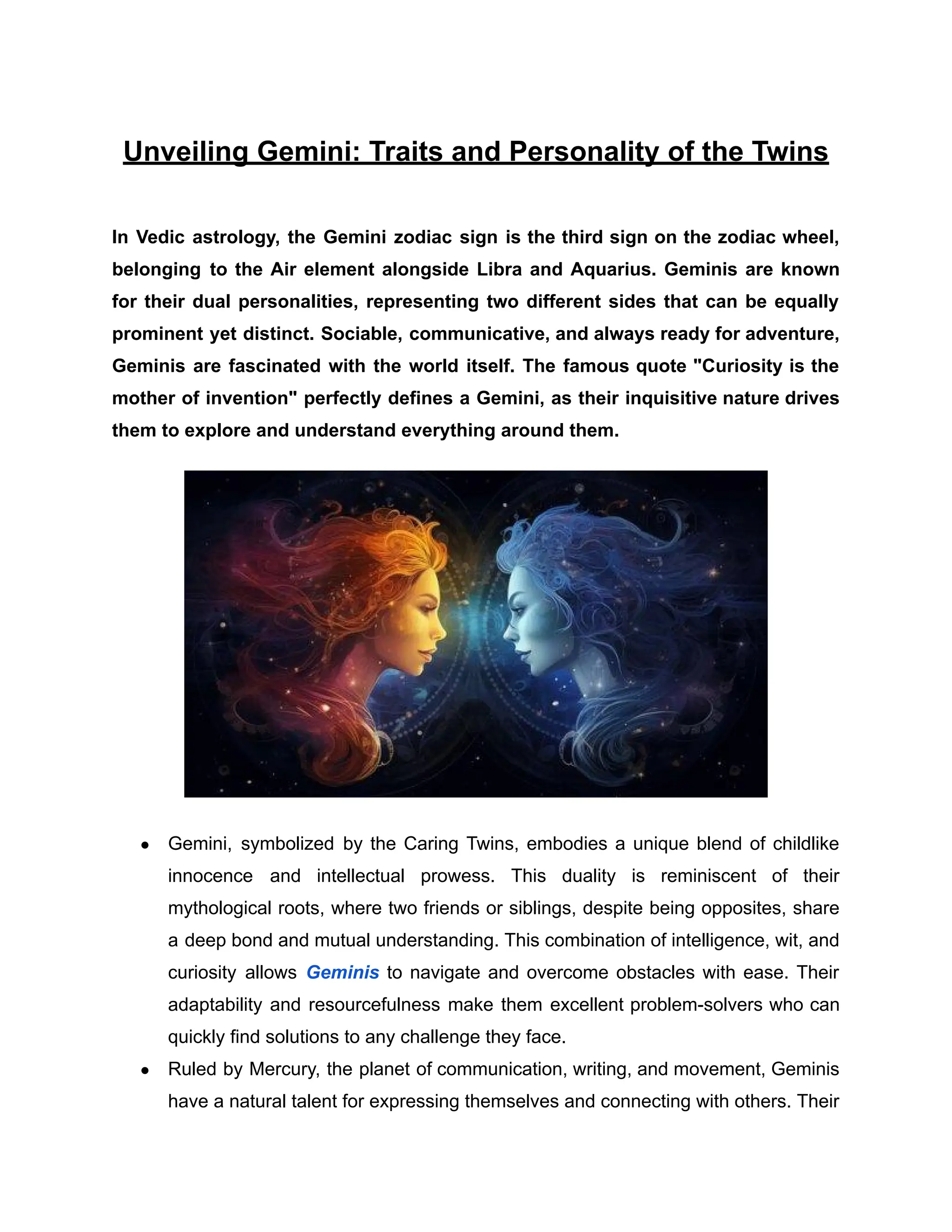 Unveiling Gemini: Traits and Personality of the Twins | PDF