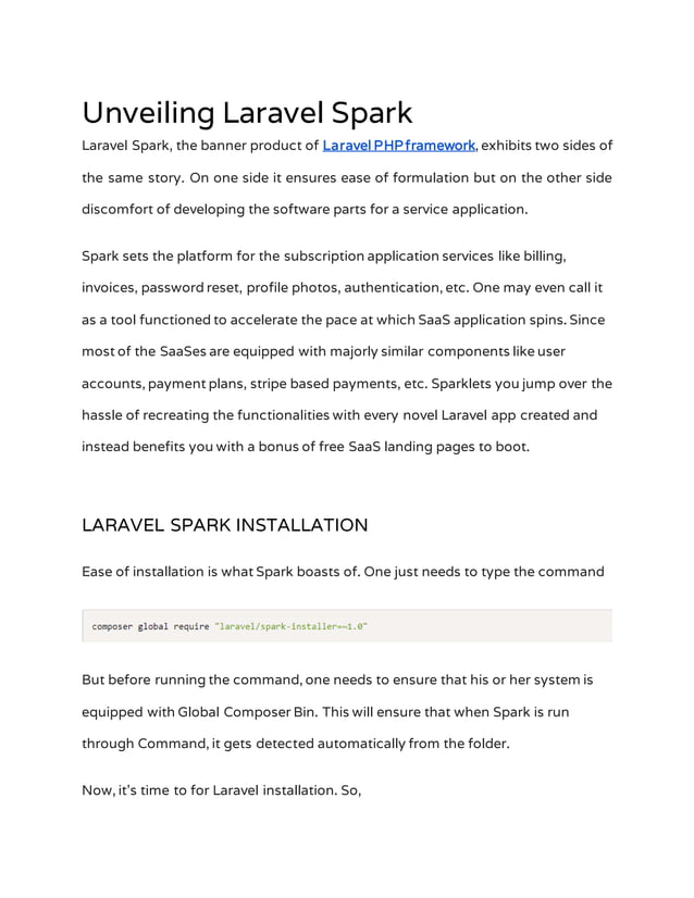 Unveiling laravel spark | PDF
