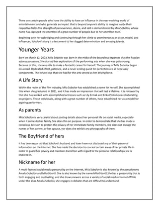 Unveiling Mila Sobolov Discover Her Nickname, Age, and Who Captures Her ...