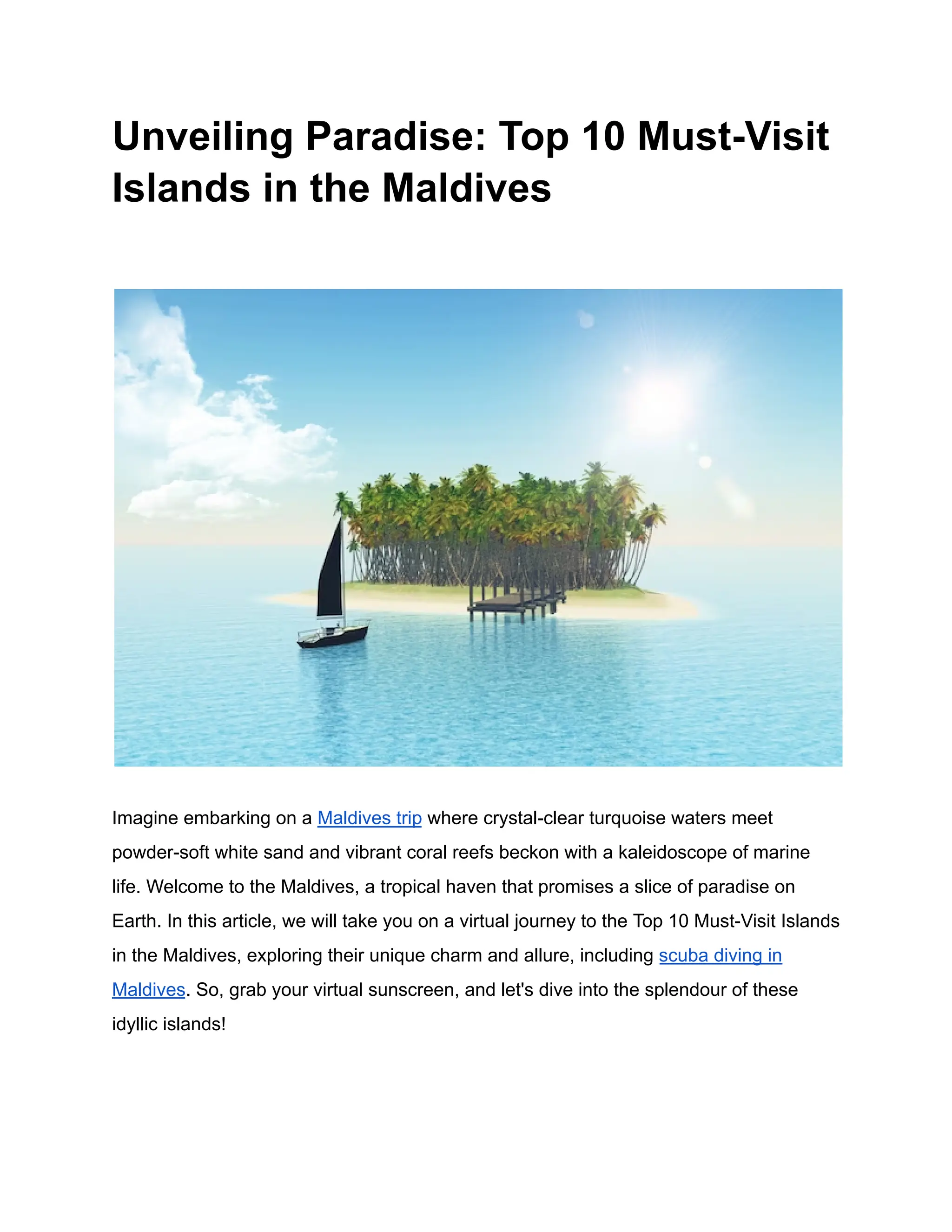 Unveiling Paradise_ Top 10 Must-Visit Islands in the Maldives | PDF