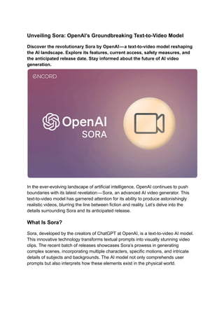 Unveiling Sora- OpenAI’s Groundbreaking Text-to-Video Model.pdf
