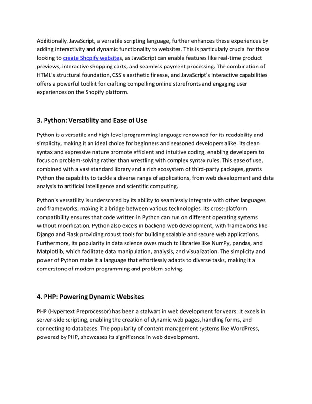Unveiling the 7 Best Programming Languages for Creating Business ...