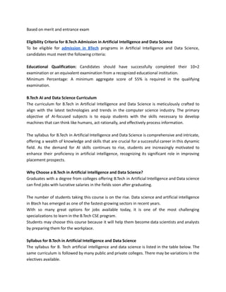 Unveiling the B.Tech Curriculum in Artificial Intelligence and Data ...