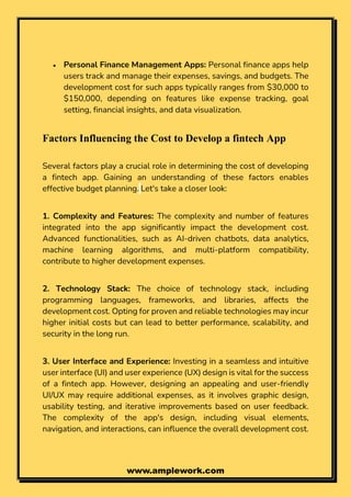 Unveiling the Cost to Build a fintech App Factors, Types, & Challenges | PDF