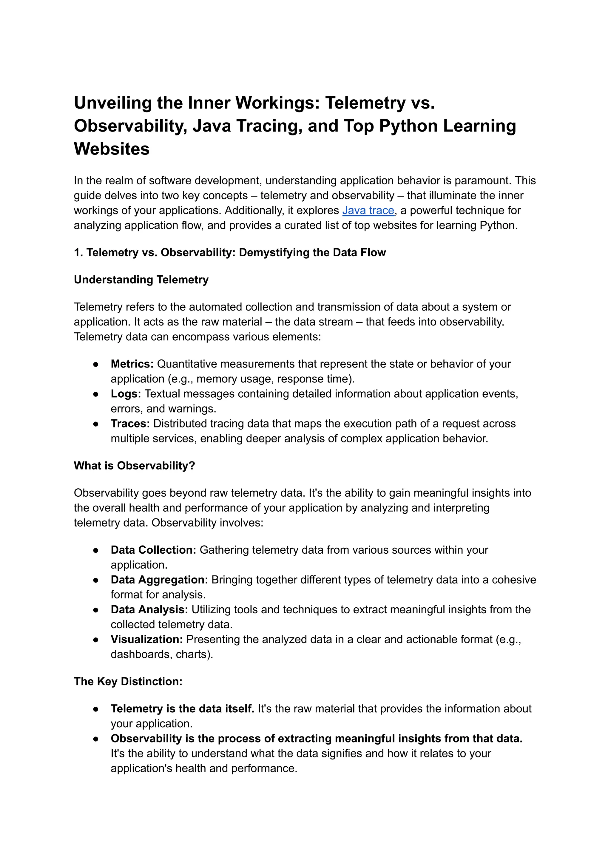 Unveiling the Inner Workings_ Telemetry vs. Observability, Java Tracing, and Top Python Learning ...