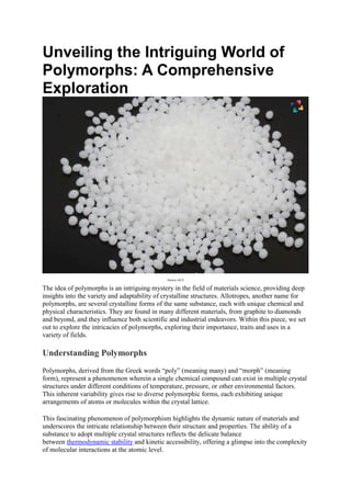 Polymorphs: Detail Exploration | The Lifesciences Magazine | PDF ...