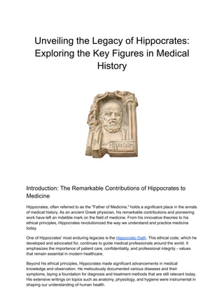 Unveiling the Legacy of Hippocrates_ Exploring the Key Figures in ...