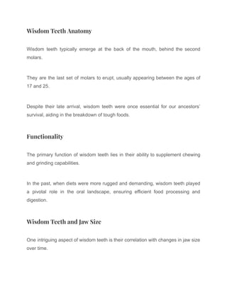 Unveiling the Mystery of Wisdom Teeth_ Evolution, Function, and Care.pdf