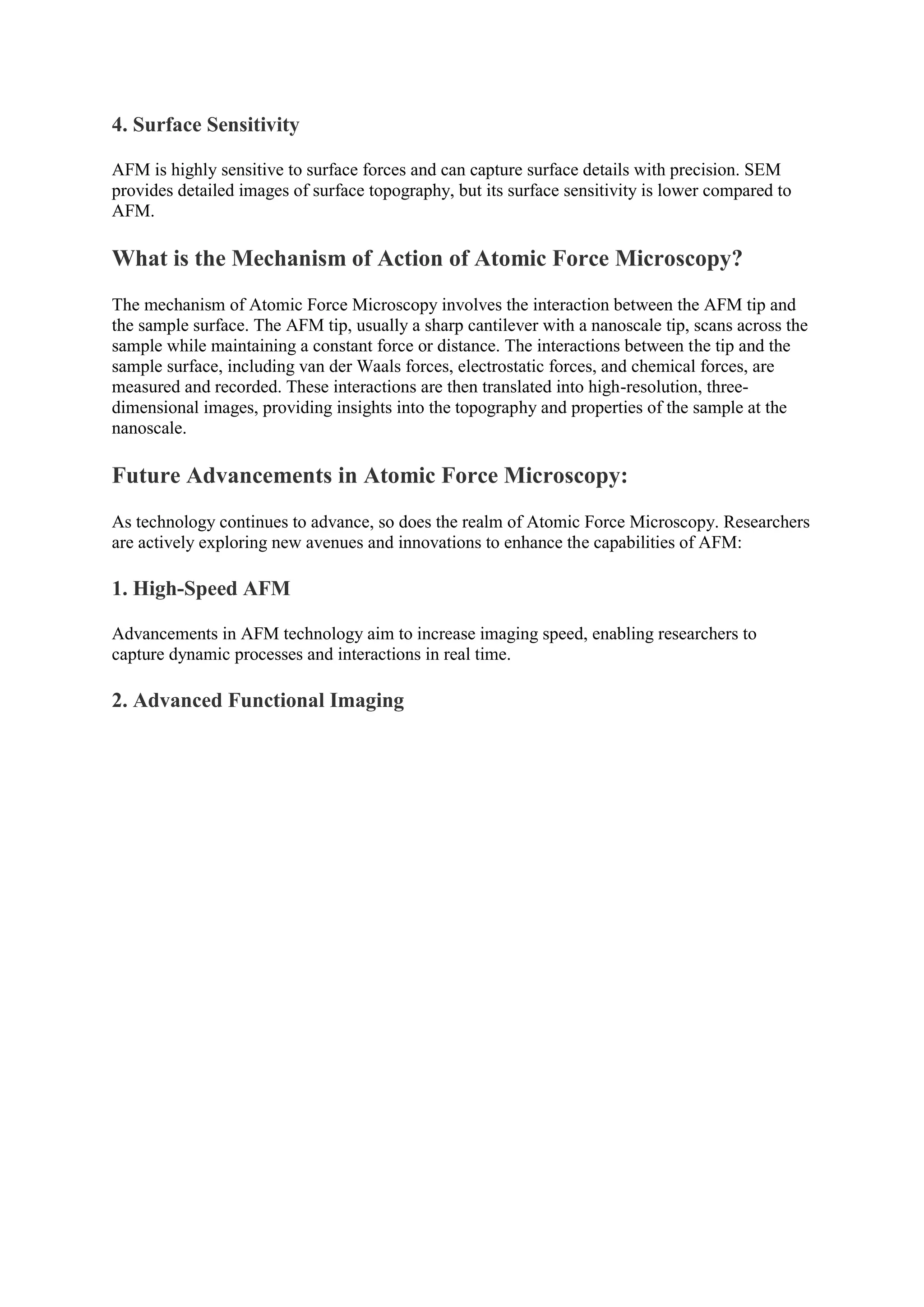 Atomic Force Microscopy: 3 Modes, Applications & Future | The Lifesciences Magazine | PDF