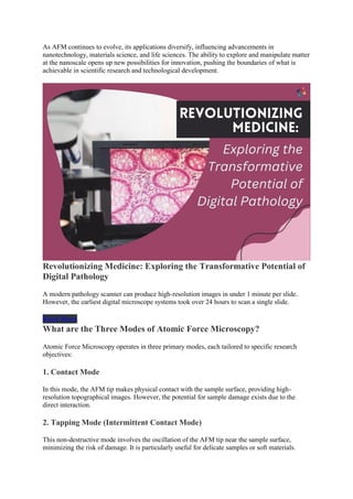 Atomic Force Microscopy: 3 Modes, Applications & Future | The Lifesciences Magazine | PDF