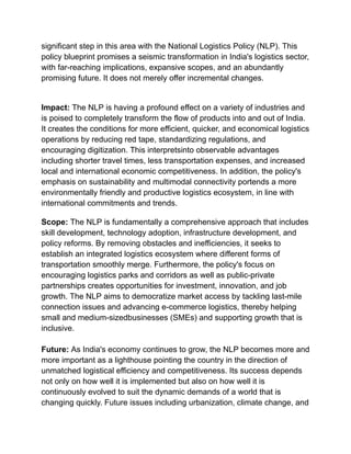 Unveiling the National Logistics Policy (NLP) and navigating India's ...