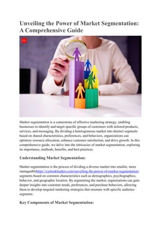 Unveiling the Power of Market Segmentation: A Comprehensive Guide | PDF