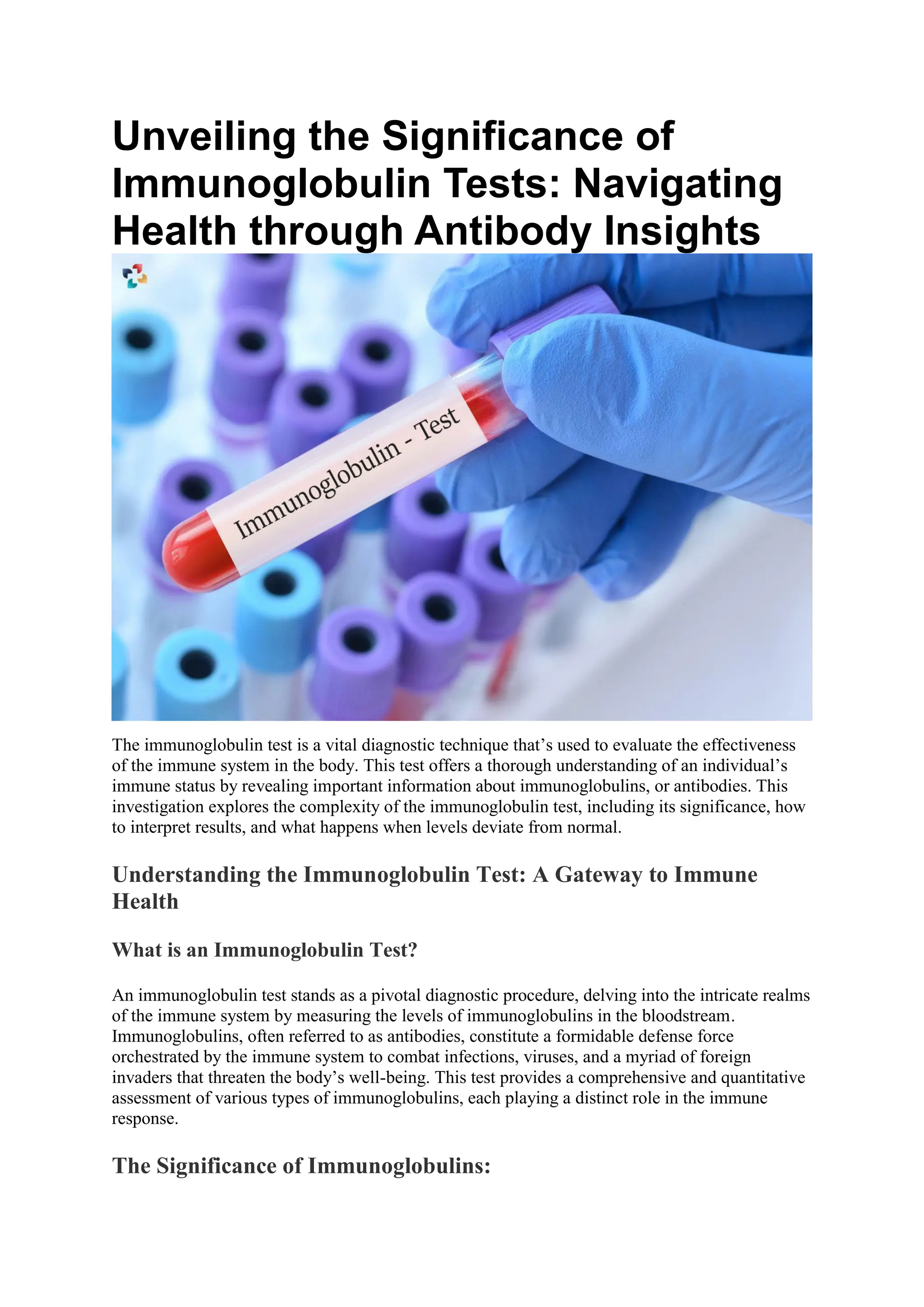 Immunoglobulin Test: Impact of High Immunoglobulin Levels (IgA) | The ...