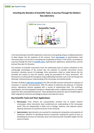 Unveiling the Wonders of Scientific Tools - A Journey Through the ...