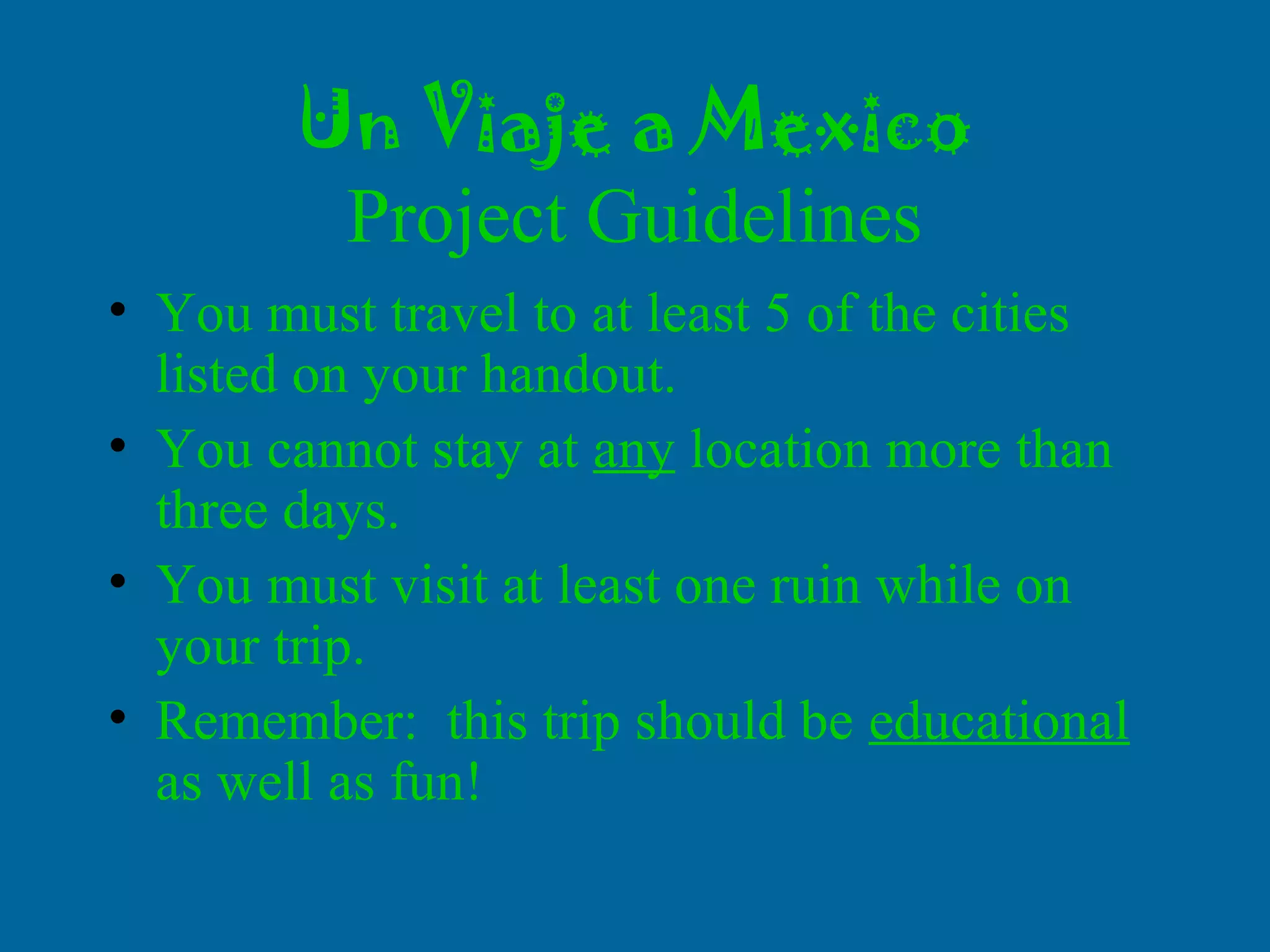 Un viaje a mexico (spanish) | PPT