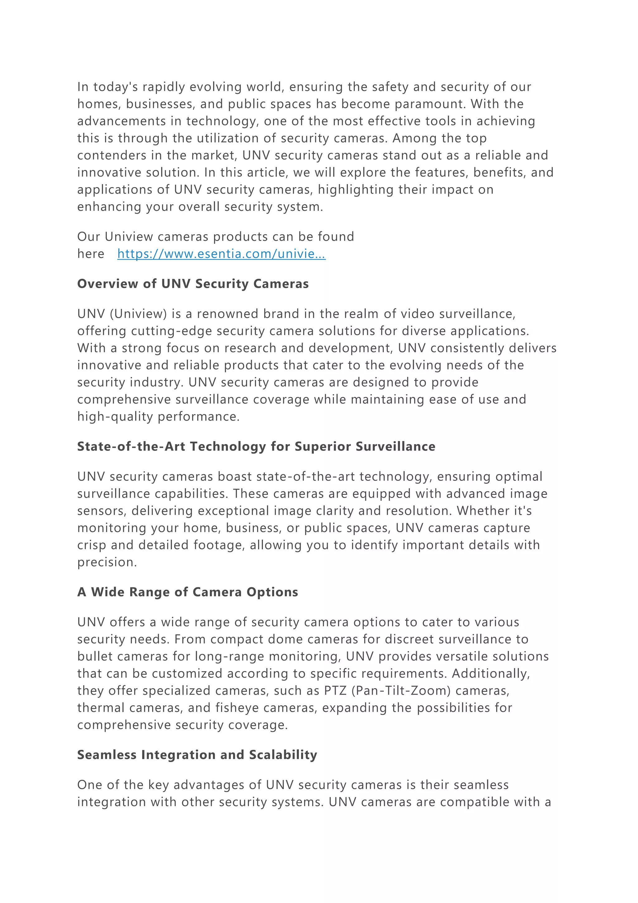 Unv Security Cameras. | DOCX