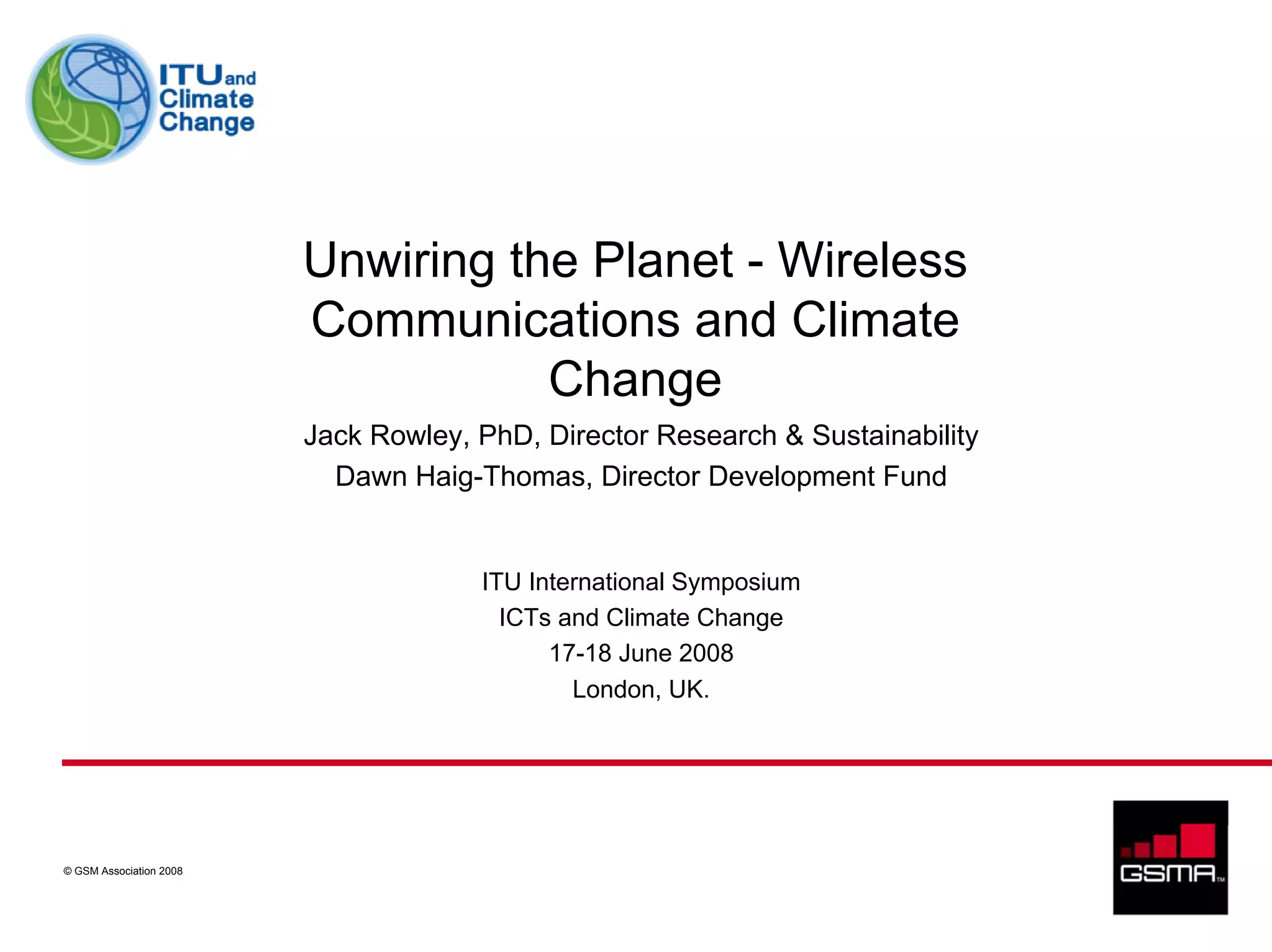 Unwiring the Planet:: Wireless Communications & Climate Change | PPT