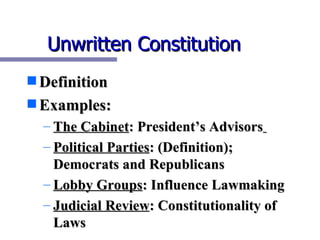 Unwritten Constitution Printer Friendly | PPT