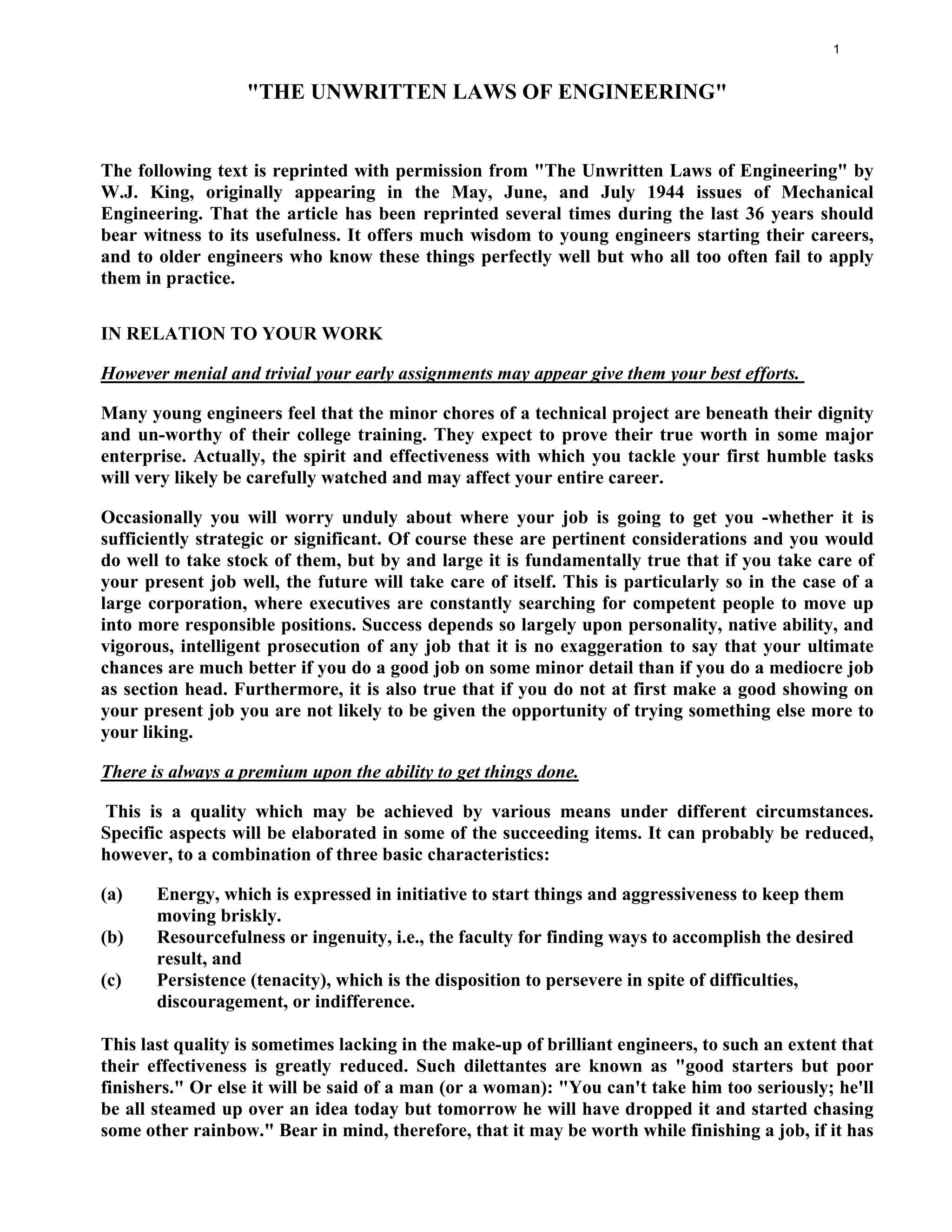 Unwritten laws of Engineering | PDF