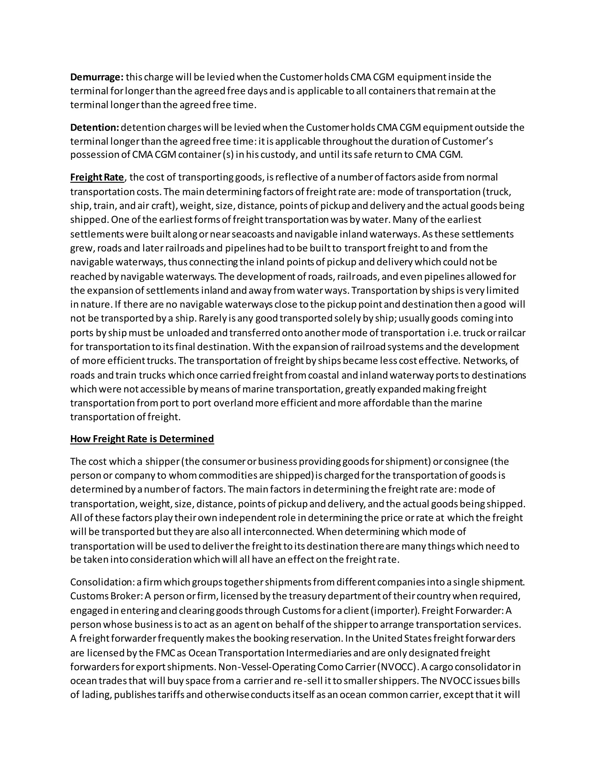 clearing and forwarding summary | DOCX