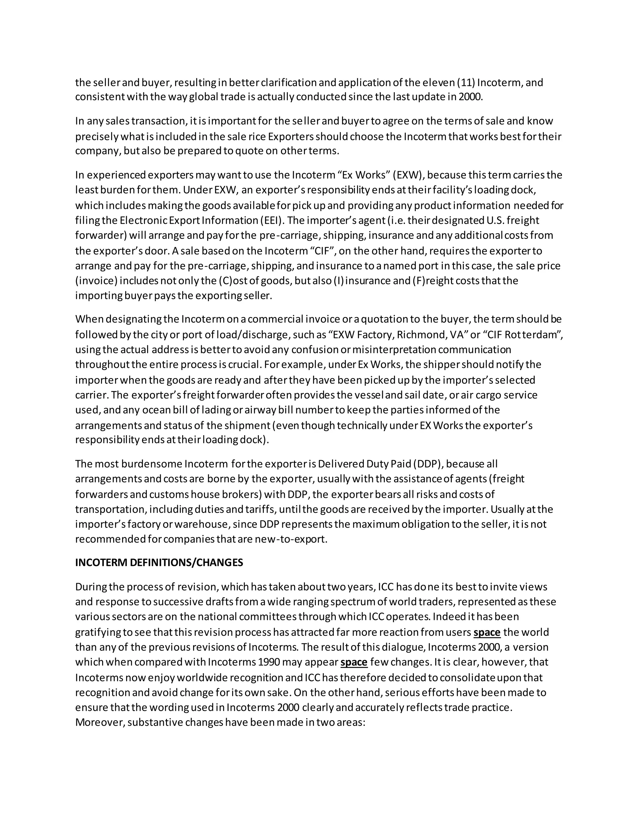 clearing and forwarding summary | DOCX