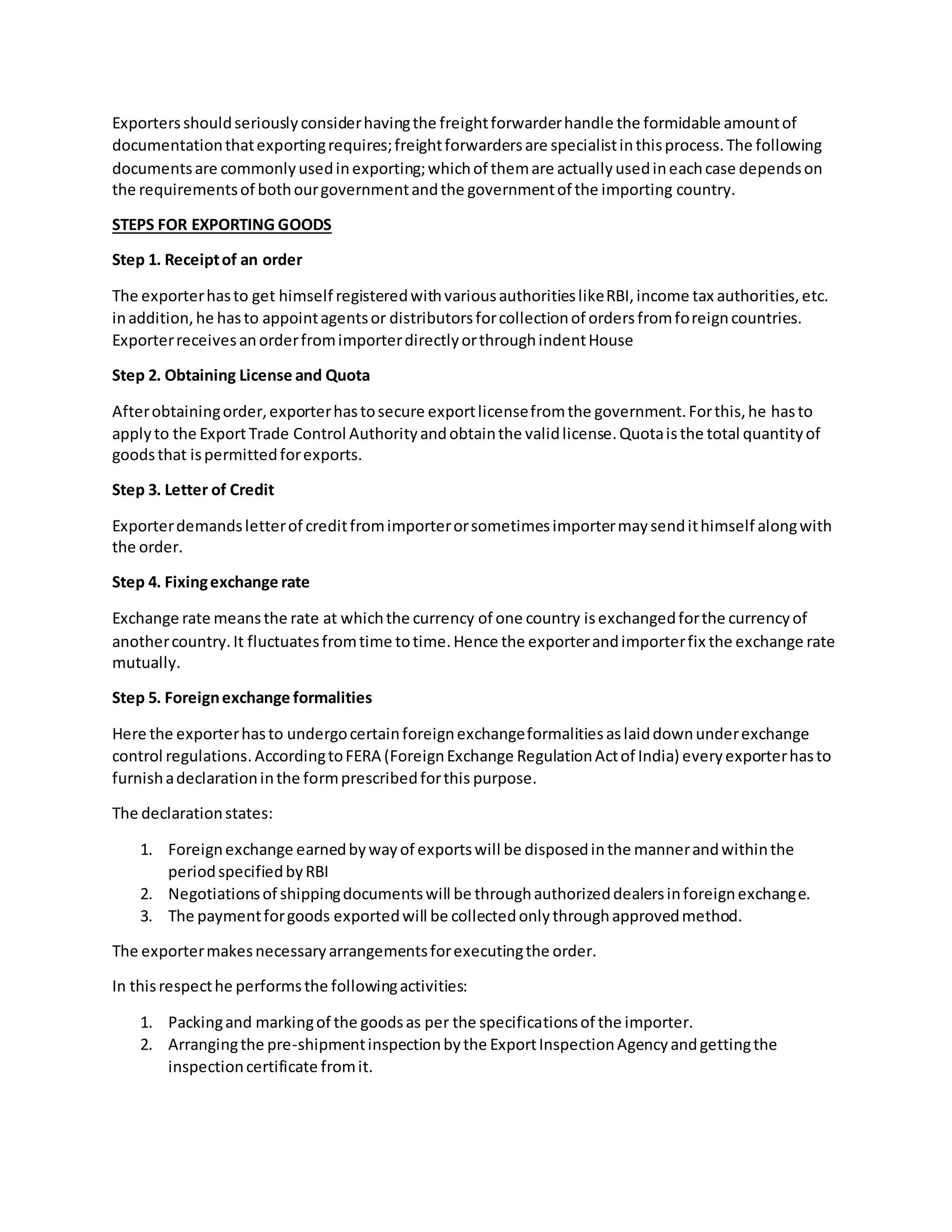 clearing and forwarding summary | DOCX
