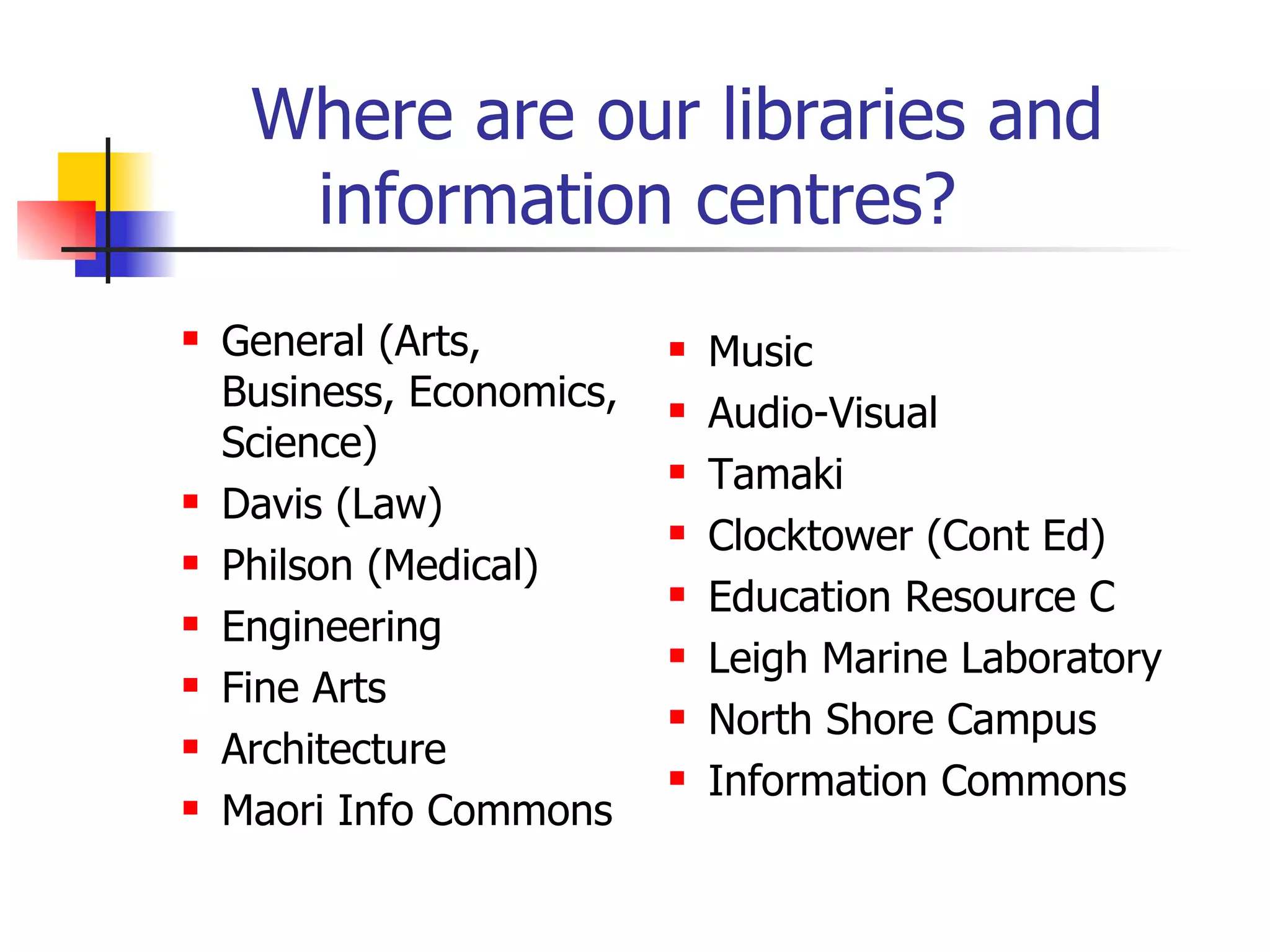 The University of Auckland Library: An overview 2002. | PPT
