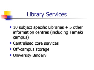 The University of Auckland Library: An overview 2002. | PPT