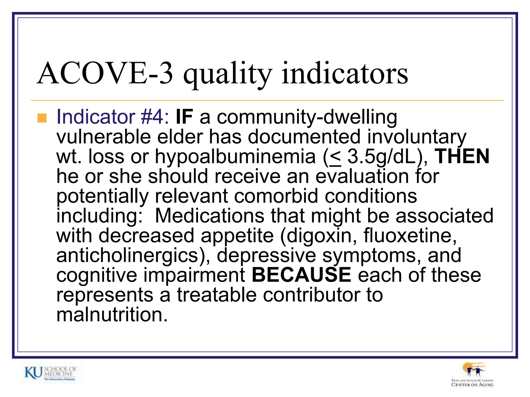 U_of_Kansaffffffffs_ACOVE_Malnutrition.ppt | Diseases and Conditions ...