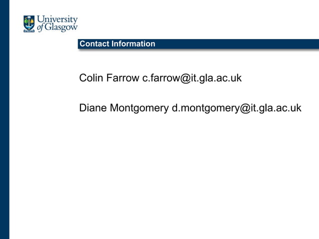 University of Glasgow Eduserv Event Sharepoint | PPT