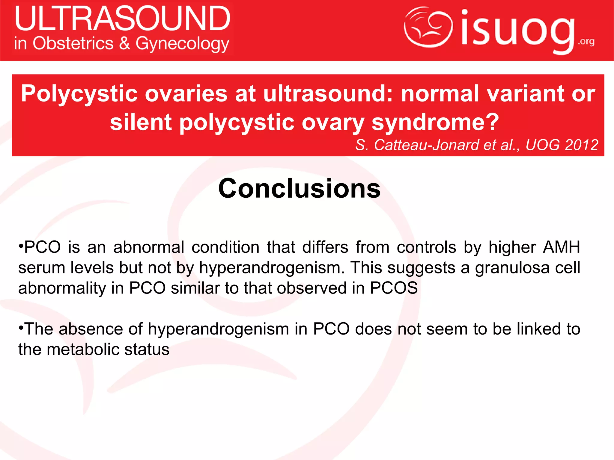 UOG Journal Club: Polycystic ovaries at ultrasound: normal variant or ...