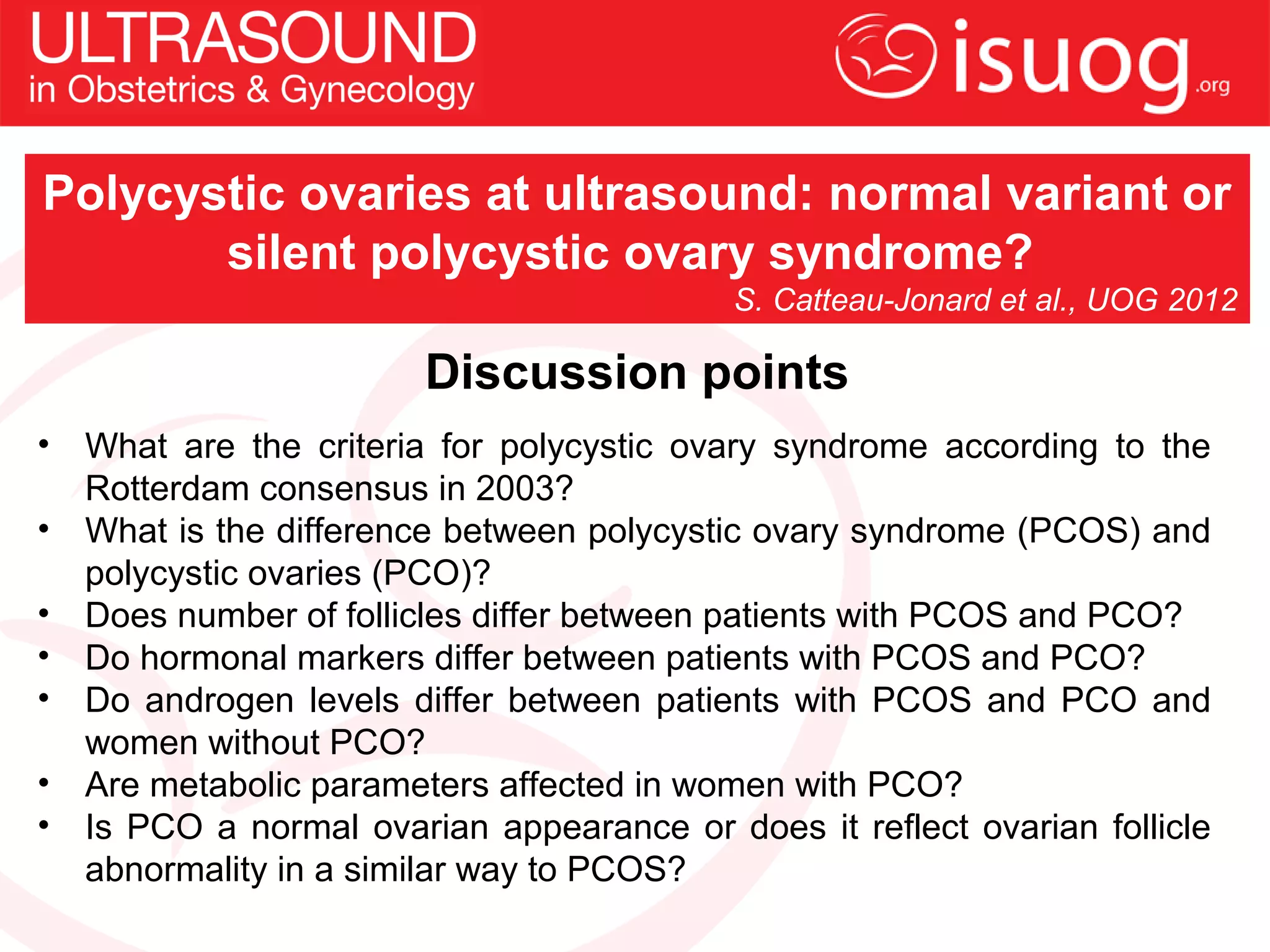 UOG Journal Club: Polycystic ovaries at ultrasound: normal variant or ...