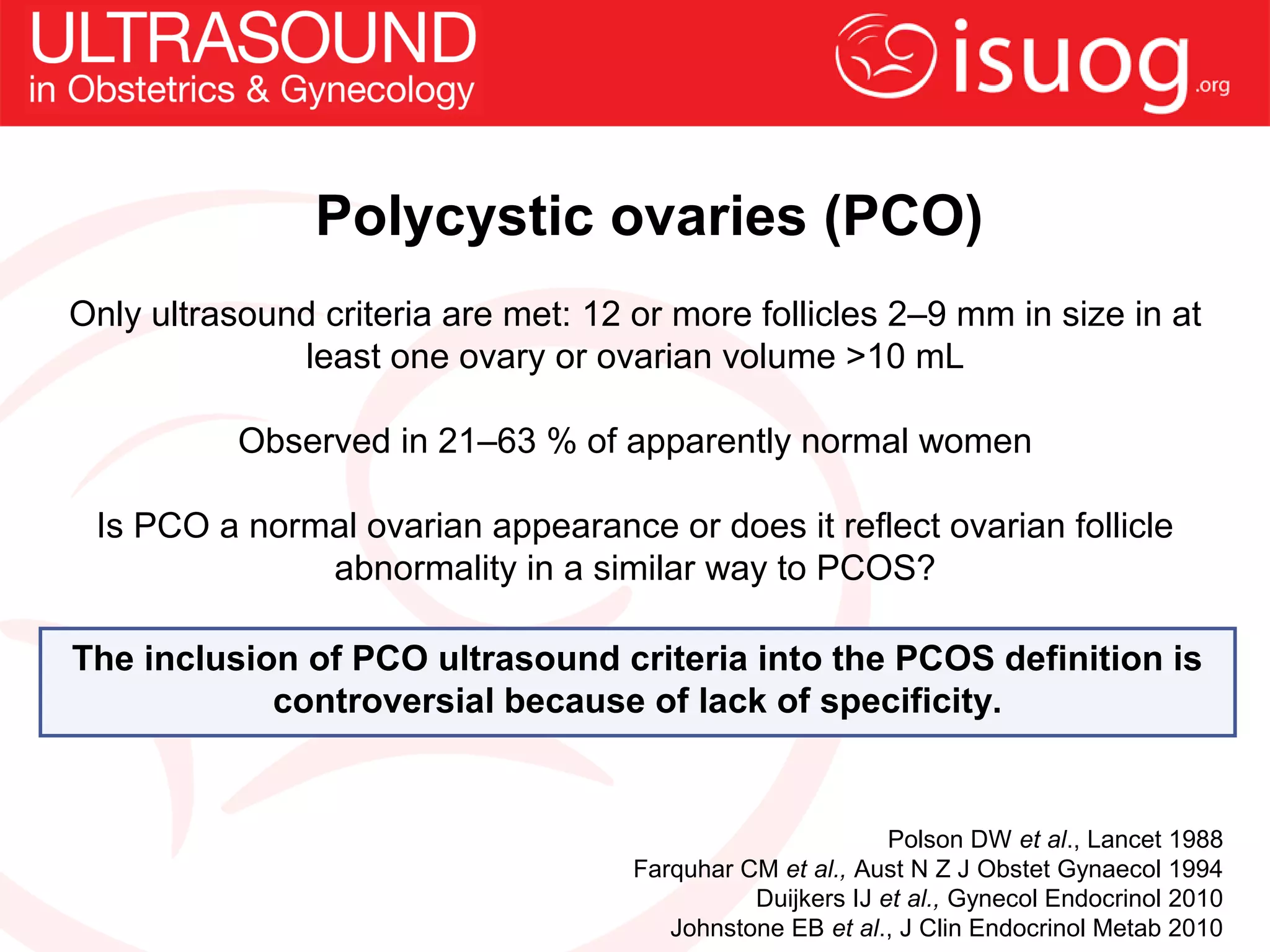 UOG Journal Club: Polycystic ovaries at ultrasound: normal variant or ...