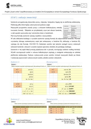 Obliczanie wartości liczbowej wyrażeń algebraicznych w arkuszu ...