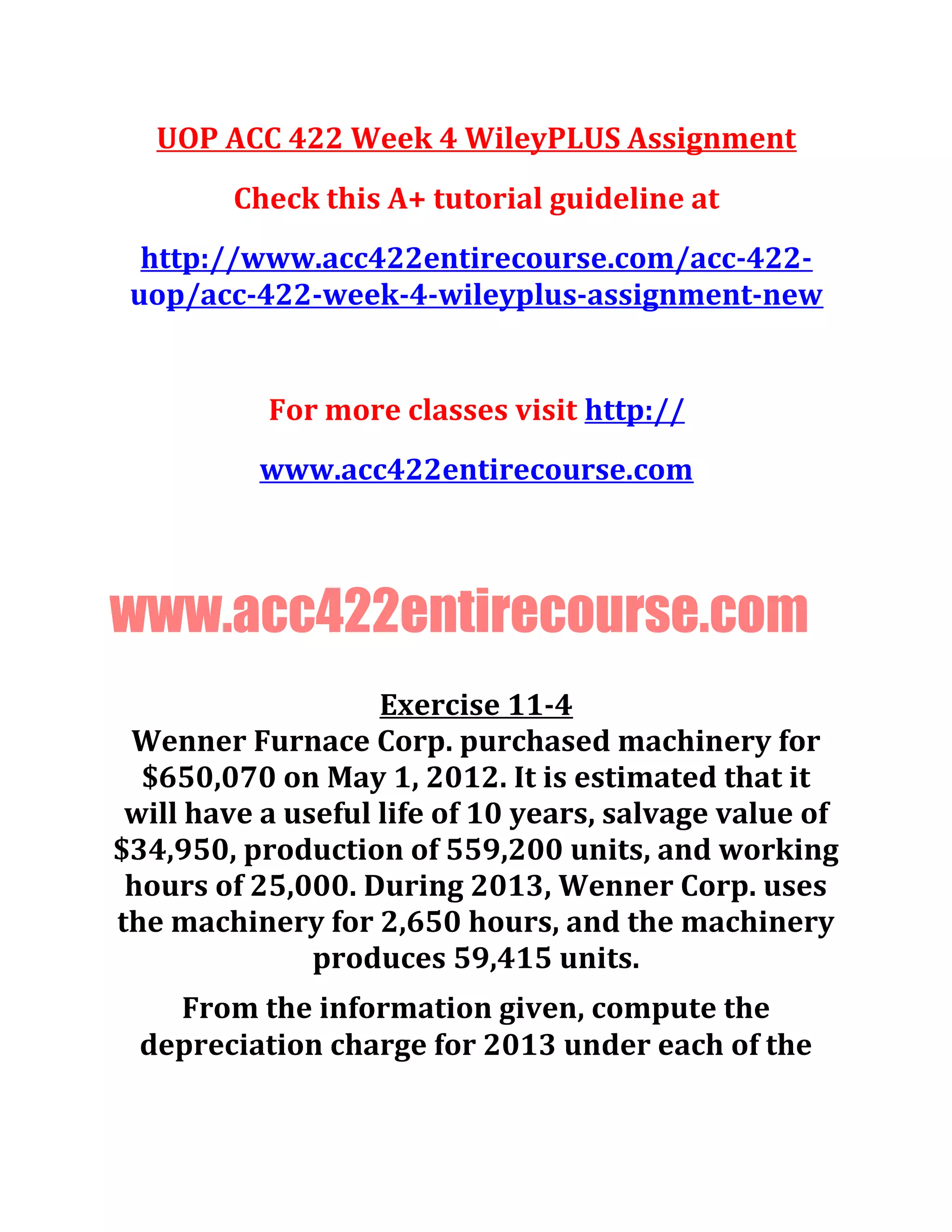 Uop acc-422-week-4-wiley plus-assignment | PPT