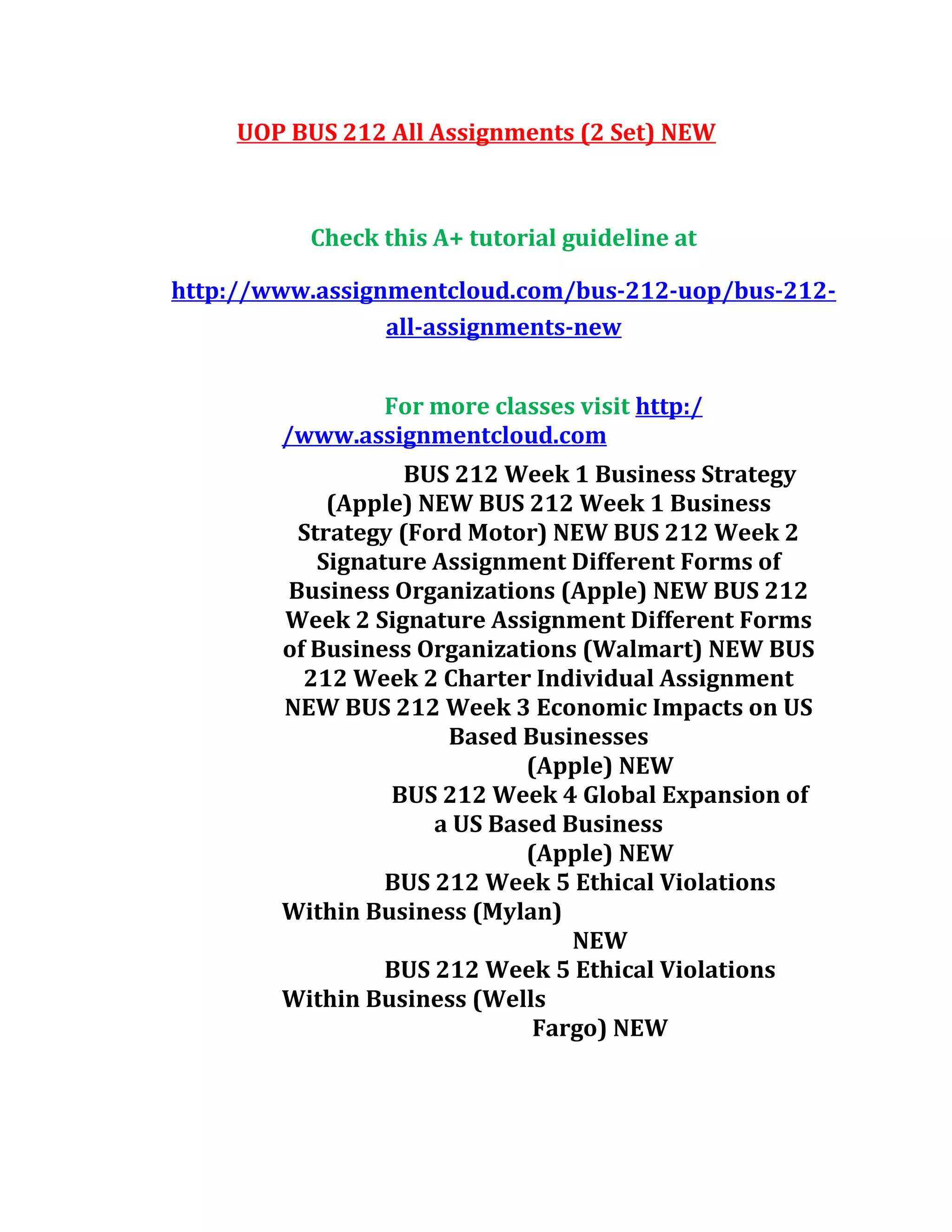 Uop bus-212-all-assignments | PPT | Business and Finance