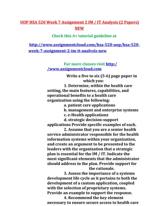 Uop hsa-520-week-7-assignment-2-im | PDF