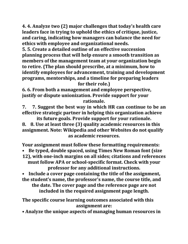 Uop hsa-530-week-10-assignment-3-human-resources-planning-and-employee-relations | PDF