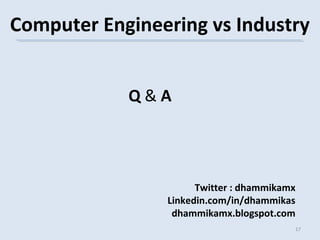 Speech at UOP on "Computer Engineering vs Industry" | PPT