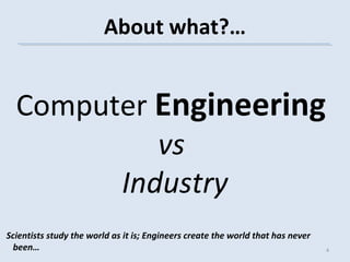 Speech at UOP on "Computer Engineering vs Industry" | PPT