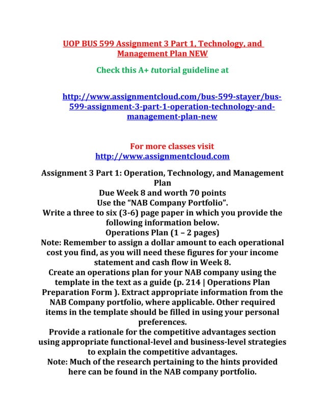 Uop bus 599 assignment 3 part 1 | PDF