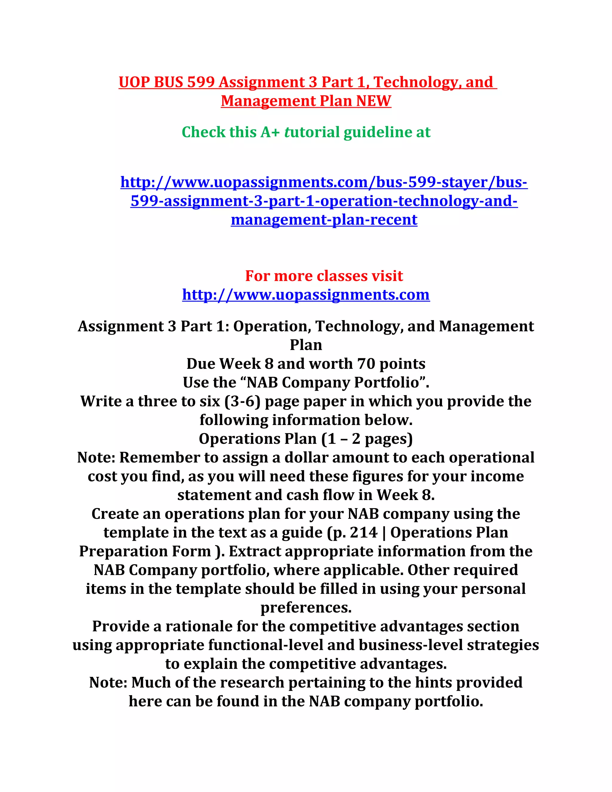 Uop bus 599 assignment 3 part 1 | DOC | Business Administration | Business