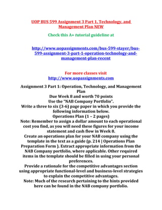 Uop bus 599 assignment 3 part 1 | DOC