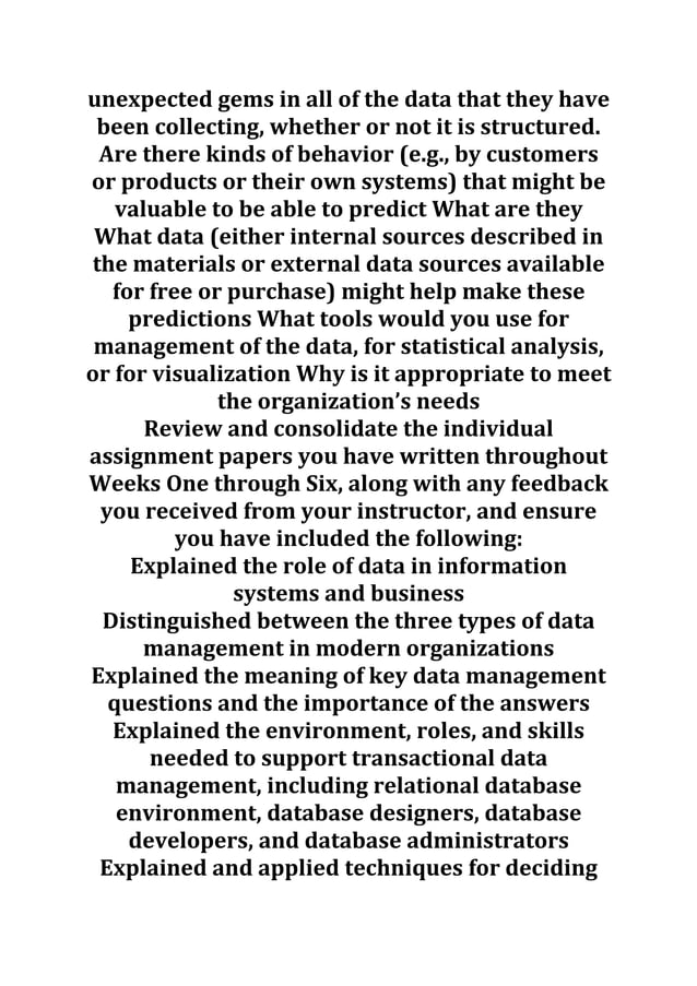 Uop dbm 502 week 6 big data paper | PDF