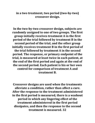 Uop mha 610 week 4 assignment a crossover clinical trial new | PDF